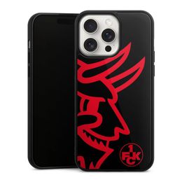 DeinDesign iPhone 15 Pro Max Handy Gallery Case Handyh&uuml;lle 9H Geh&auml;rtetes Glas R&uuml;ckseite H&uuml;lle 1. Fc Kaiserslautern Logo Official Licensed Product Gallery Case