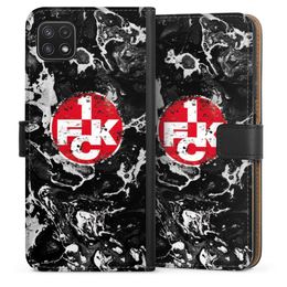 DeinDesign Galaxy A22 5G Handy Klapph&uuml;lle Handyh&uuml;lle aus Kunst Leder schwarz Flip Case Muster 1. Fc Kaiserslautern Coat Of Arms Sideflip mit langer Lasche