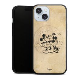 DeinDesign iPhone 15 Handy Premium Silikon H&uuml;lle Handyh&uuml;lle schwarz Case Minnie Mouse Vintage Mickey Mouse Silikon Premium Case