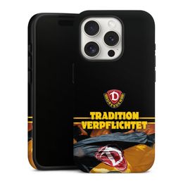 DeinDesign iPhone 15 Pro Handy Panzer Handyh&uuml;lle robuste Outdoor H&uuml;lle Schutzh&uuml;lle matt Sgd Sg Dynamo Dresden Merchandise Tough Case