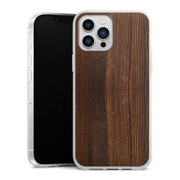 DeinDesign iPhone 13 Pro Max Handy Silikon H&uuml;lle Case transparent Handyh&uuml;lle Wood Nut Tree Wooden Look Silikon Case