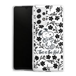 DeinDesign Galaxy A33 5G Handy Silikon H&uuml;lle Case transparent Handyh&uuml;lle Flowers Peanuts Snoopy Silikon Case