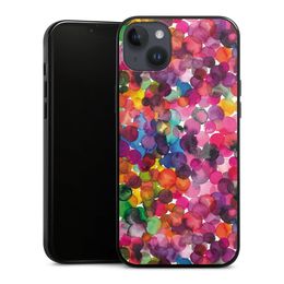 DeinDesign iPhone 14 Plus Handy Silikon H&uuml;lle Case schwarz Handyh&uuml;lle Water Colour Colourful Points