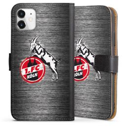 DeinDesign iPhone 11 Handy Klapph&uuml;lle Handyh&uuml;lle aus Kunst Leder schwarz Flip Case Official Licensed Product Metallic Look 1. Fc K&ouml;ln Sideflip mit Lasche