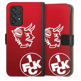 DeinDesign Galaxy A53 5G Handy Klapph&uuml;lle Handyh&uuml;lle aus Kunst Leder schwarz Flip Case 1. Fc Kaiserslautern Official Licensed Product Devil Sideflip mit langer 