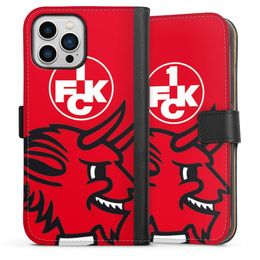 DeinDesign iPhone 13 Pro Max Handy Klapph&uuml;lle Handyh&uuml;lle aus Kunst Leder schwarz Flip Case Devil 1. Fc Kaiserslautern 1. Fck Sideflip mit langer Lasche