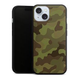 DeinDesign iPhone 15 Handy Premium Silikon H&uuml;lle Handyh&uuml;lle schwarz Case Camouflage Tarnmuster Army Silikon Premium Case