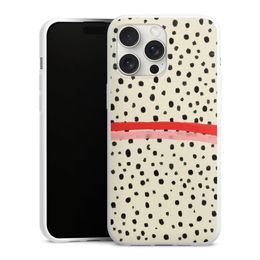 DeinDesign iPhone 15 Pro Max Handy Silikon H&uuml;lle Case wei&szlig; Handyh&uuml;lle Stripes Points Kunst Silikon Case