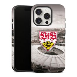 DeinDesign iPhone 15 Pro Handy Panzer Handyh&uuml;lle robuste Outdoor H&uuml;lle Schutzh&uuml;lle matt Official Licensed Product Vfb Stuttgart Stadium Tough Case