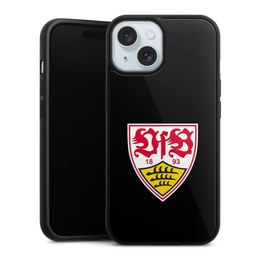 DeinDesign iPhone 15 Handy Gallery Case Handyh&uuml;lle 9H Geh&auml;rtetes Glas R&uuml;ckseite H&uuml;lle Vfb Stuttgart Coat Of Arms Official Licensed Product Gallery Case