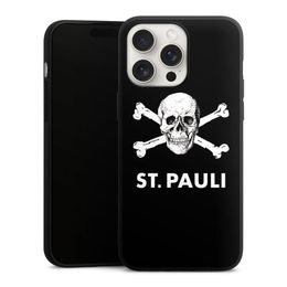 DeinDesign iPhone 15 Pro Max Handy Premium Silikon H&uuml;lle Handyh&uuml;lle schwarz Case Totenkopf Fc St. Pauli Official Licensed Product Silikon Premium Case