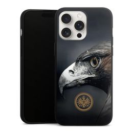 DeinDesign iPhone 15 Pro Max Handy Premium Silikon H&uuml;lle Handyh&uuml;lle schwarz Case Eintracht Frankfurt Eagle Official Licensed Product Silikon Premium Case