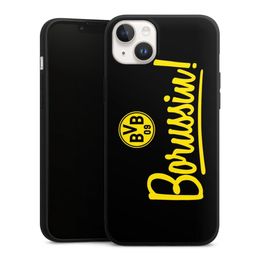 DeinDesign iPhone 14 Handy Premium Silikon H&uuml;lle Handyh&uuml;lle schwarz Case Borussia Dortmund Bvb Soccer Silikon Premium Case
