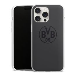 DeinDesign iPhone 15 Pro Max Handy Silikon H&uuml;lle Case wei&szlig; Handyh&uuml;lle Bvb Borussia Dortmund Logo Silikon Case
