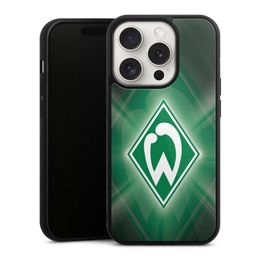DeinDesign iPhone 15 Pro Handy Gallery Case Handyh&uuml;lle 9H Geh&auml;rtetes Glas R&uuml;ckseite H&uuml;lle Sv Werder Bremen Coat Of Arms Official Licensed Product Gallery Case