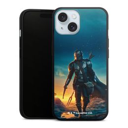 DeinDesign iPhone 15 Handy Premium Silikon H&uuml;lle Handyh&uuml;lle schwarz Case Star Wars The Mandalorian Sunset Silikon Premium Case