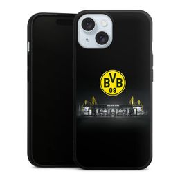 DeinDesign iPhone 15 Handy Premium Silikon H&uuml;lle Handyh&uuml;lle schwarz Case Borussia Dortmund Stadium Bvb Silikon Premium Case