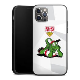 DeinDesign iPhone 12 Pro Handy Premium Silikon H&uuml;lle Handyh&uuml;lle schwarz Case Vfb Stuttgart Mascot Official Licensed Product Silikon Premium Case