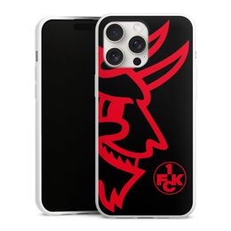 DeinDesign iPhone 15 Pro Max Handy Silikon H&uuml;lle Case wei&szlig; Handyh&uuml;lle 1. Fc Kaiserslautern Logo Official Licensed Product Silikon Case