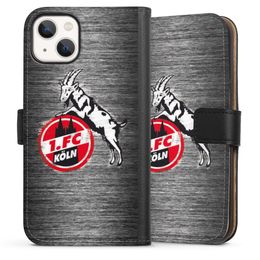 DeinDesign iPhone 13 Handy Klapph&uuml;lle Handyh&uuml;lle aus Kunst Leder schwarz Flip Case Official Licensed Product Metallic Look 1. Fc K&ouml;ln Sideflip mit Lasche