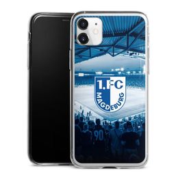 DeinDesign iPhone 11 Handy Slim Case Silikon Handyh&uuml;lle transparent H&uuml;lle extra d&uuml;nn 1. Fc Magdeburg Stadium 1. Fcm Silikon Slim Case