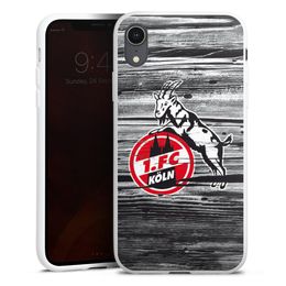 DeinDesign iPhone Xr Handy Silikon H&uuml;lle Case wei&szlig; Handyh&uuml;lle 1. Fc K&ouml;ln Wooden Look Official Licensed Product Silikon Case