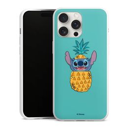DeinDesign iPhone 15 Pro Max Handy Silikon H&uuml;lle Case wei&szlig; Handyh&uuml;lle Disney Lilo & Stitch Pineapple Silikon Case