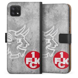DeinDesign Galaxy A22 5G Handy Klapph&uuml;lle Handyh&uuml;lle aus Kunst Leder schwarz Flip Case 1. Fc Kaiserslautern Devil 1. Fck Sideflip mit langer Lasche