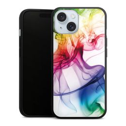 DeinDesign iPhone 15 Handy Premium Silikon H&uuml;lle Handyh&uuml;lle schwarz Case Rainbow Colour Water Silikon Premium Case