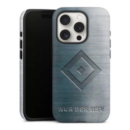 DeinDesign iPhone 15 Pro Handy Panzer Handyh&uuml;lle robuste Outdoor H&uuml;lle Schutzh&uuml;lle matt Metallic Look Hsv Hamburger Sv Tough Case