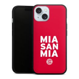 DeinDesign iPhone 15 Handy Premium Silikon H&uuml;lle Handyh&uuml;lle schwarz Case Fcb Mia San Mia Fc Bayern M&uuml;nchen Silikon Premium Case