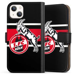 DeinDesign iPhone 13 Handy Klapph&uuml;lle Handyh&uuml;lle aus Kunst Leder schwarz Flip Case Official Licensed Product 1. Fc K&ouml;ln Logo Sideflip mit Lasche