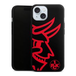 DeinDesign iPhone 15 Handy Premium Silikon H&uuml;lle Handyh&uuml;lle schwarz Case 1. Fc Kaiserslautern Logo Official Licensed Product Silikon Premium Case