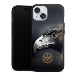 DeinDesign iPhone 15 Handy Premium Silikon H&uuml;lle Handyh&uuml;lle schwarz Case Eintracht Frankfurt Eagle Official Licensed Product Silikon Premium Case
