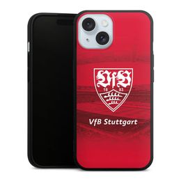 DeinDesign iPhone 15 Handy Premium Silikon H&uuml;lle Handyh&uuml;lle schwarz Case Stadium Official Licensed Product Vfb Stuttgart Silikon Premium Case
