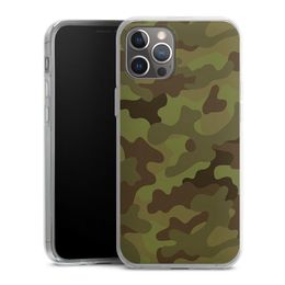 DeinDesign iPhone 12 Pro Max Handy Silikon H&uuml;lle Case transparent Handyh&uuml;lle Camouflage Tarnmuster Army Silikon Case