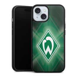DeinDesign iPhone 15 Handy Gallery Case Handyh&uuml;lle 9H Geh&auml;rtetes Glas R&uuml;ckseite H&uuml;lle Sv Werder Bremen Coat Of Arms Official Licensed Product Gallery Case
