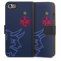 DeinDesign iPhone SE (2022) Handy Klapph&uuml;lle Handyh&uuml;lle aus Kunst Leder schwarz Flip Case 1. Fc Kaiserslautern Logo 1. Fck Sideflip mit Lasche