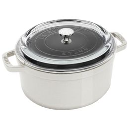 Staub La Cocotte mit Glasdeckel 24 cm, rund, Weisser Trüffel, Gusseisen