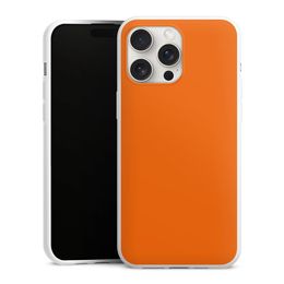 DeinDesign iPhone 15 Pro Max Handy Silikon H&uuml;lle Case wei&szlig; Handyh&uuml;lle Orange Unicoloured Colour Silikon Case
