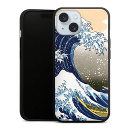 DeinDesign iPhone 15 Handy Premium Silikon H&uuml;lle Handyh&uuml;lle schwarz Case Katsushika Hokusai Die Gro&szlig;e Welle Vor Kanagawa Kunst Silikon Premium Case