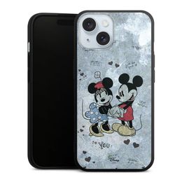 DeinDesign iPhone 15 Handy Premium Silikon H&uuml;lle Handyh&uuml;lle schwarz Case Vintage Disney Silikon Premium Case