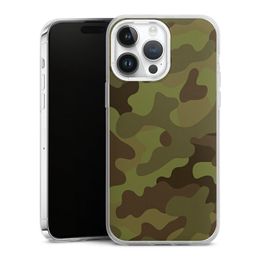 DeinDesign iPhone 14 Pro Max Handy Silikon H&uuml;lle Case transparent Handyh&uuml;lle Camouflage Tarnmuster Army Silikon Case