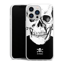 DeinDesign iPhone 13 Pro Handy Silikon H&uuml;lle Case wei&szlig; Handyh&uuml;lle Totenkopf Fc St. Pauli Official Licensed Product Silikon Case