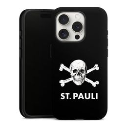 DeinDesign iPhone 15 Pro Handy Panzer Handyh&uuml;lle robuste Outdoor H&uuml;lle Schutzh&uuml;lle matt Totenkopf Fc St. Pauli Official Licensed Product Tough Case
