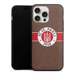 DeinDesign iPhone 15 Pro Max Handy Premium Silikon H&uuml;lle Handyh&uuml;lle schwarz Case Fc St. Pauli Logo Official Licensed Product Silikon Premium Case