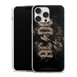 DeinDesign iPhone 15 Pro Max Handy Silikon H&uuml;lle Case wei&szlig; Handyh&uuml;lle Official Licensed Product Rock Or Bust Acdc Silikon Case