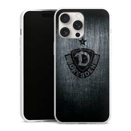 DeinDesign iPhone 15 Pro Max Handy Silikon H&uuml;lle Case wei&szlig; Handyh&uuml;lle Sg Dynamo Dresden Official Licensed Product Vintage Silikon Case