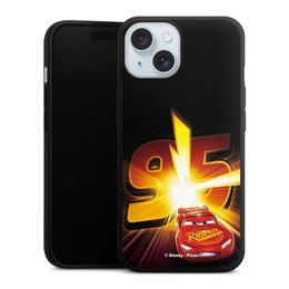 DeinDesign iPhone 15 Handy Premium Silikon H&uuml;lle Handyh&uuml;lle schwarz Case Official Licensed Product Cars Lightning Mcqueen 95 Silikon Premium Case