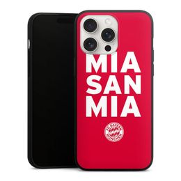 DeinDesign iPhone 15 Pro Max Handy Premium Silikon H&uuml;lle Handyh&uuml;lle schwarz Case Fcb Mia San Mia Fc Bayern M&uuml;nchen Silikon Premium Case